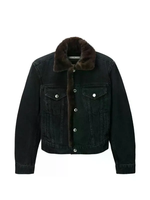 Alexander Wang Denim Jacket W/ Faux-mink Lining - Black