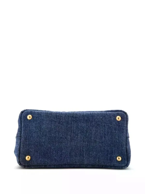 Prada Canapa Convertible Denim Mini Tote Bag - Blue