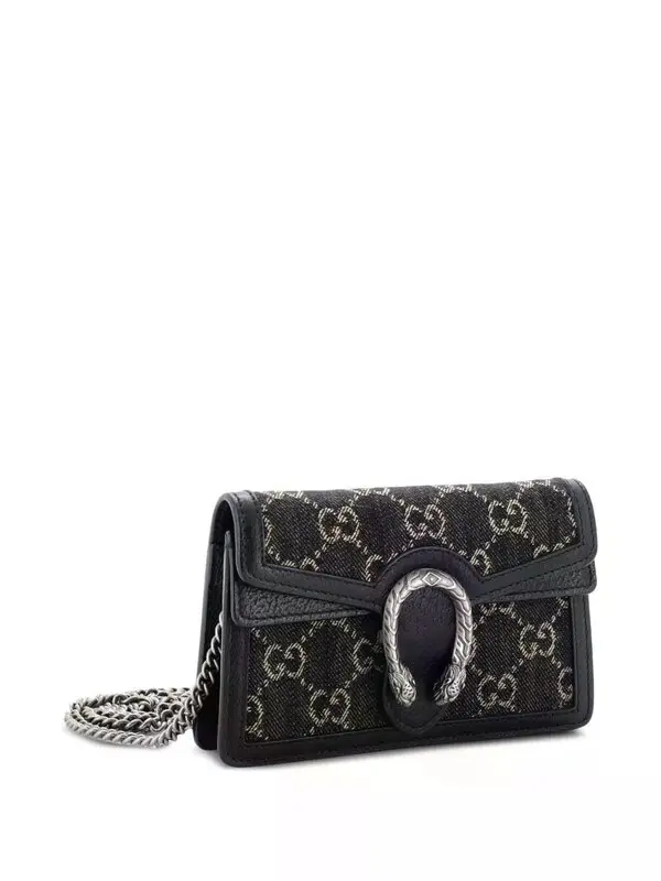Gucci Dionysus Bag Gg Denim Super Mini Crossbody Bag - Black
