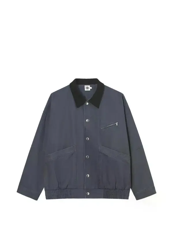 B+AB Contrast-collar Press-stud Jacket - Grey
