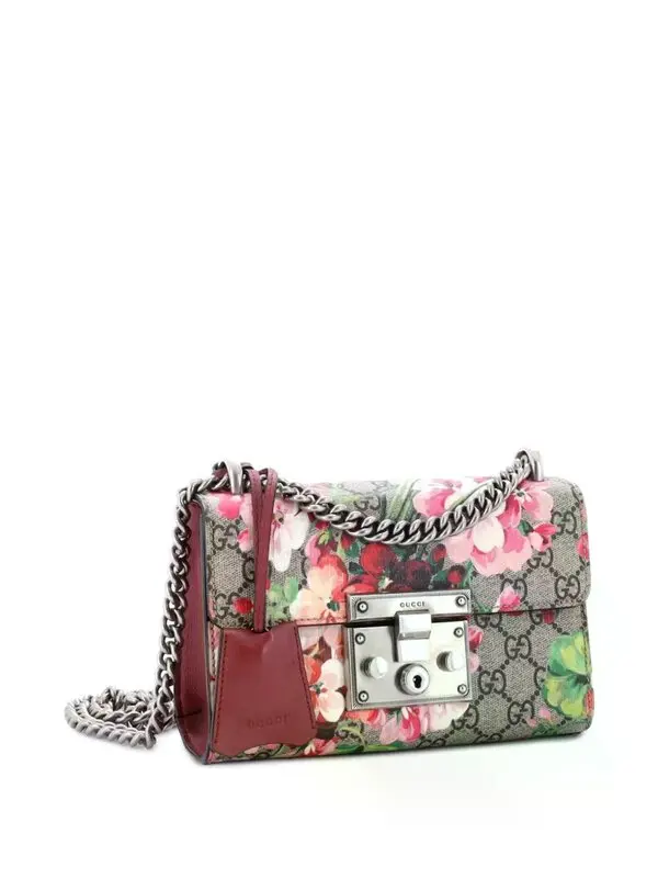 Gucci Padlock Blooms Print Gg Coated Canvas Small Shoulder Bag