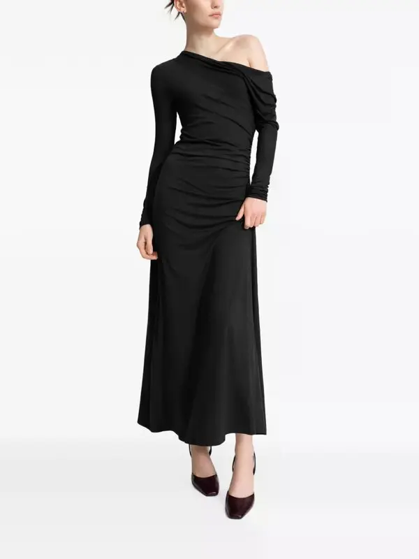 MARCELLA Ambrose Ruched Long-sleeve Maxi Dress - Black