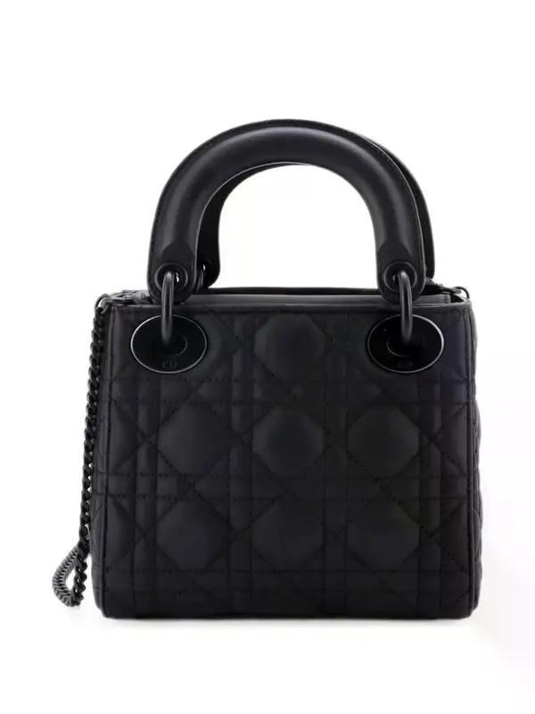 Dior Ultra Matte Lady Chain Bag Cannage Quilt Calfskin Mini Shoulder Bag - Black
