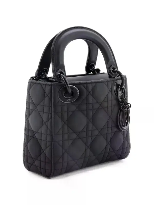 Dior Ultra Matte Lady Chain Bag Cannage Quilt Calfskin Mini Shoulder Bag - Black