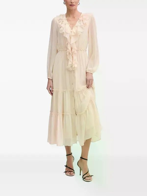 MORGAN Ruffled Tiered Midi Dress - Neutrals