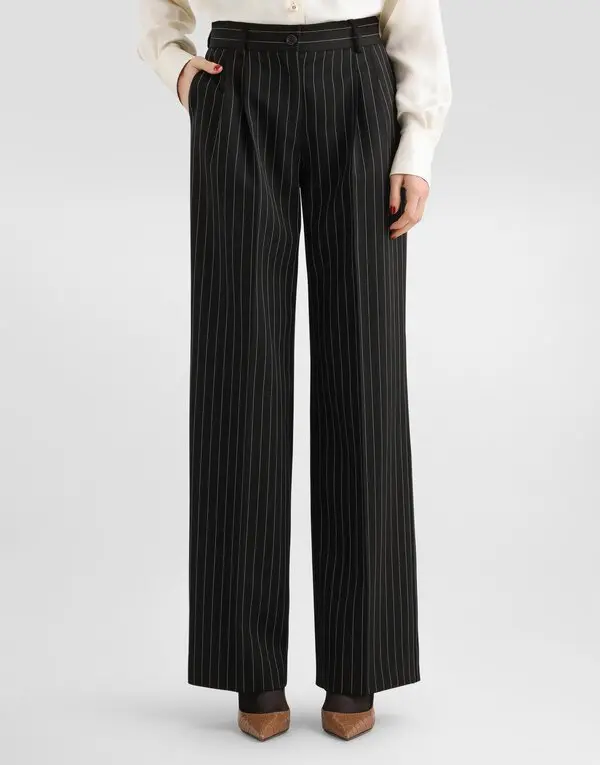 Dolce & Gabbana Pinstripe Wool Trousers Pants And Shorts