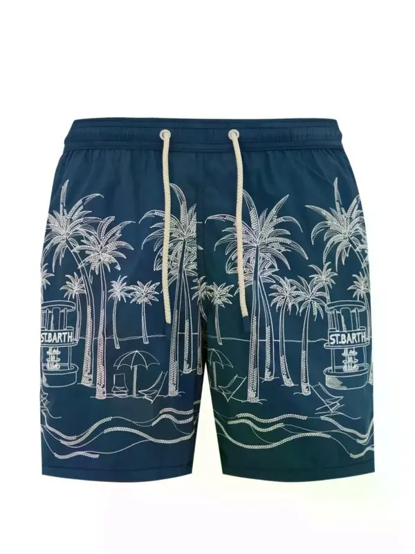 MC2 SAINT BARTH Patmos The Riviera Embroidered Swim Shorts - Blue