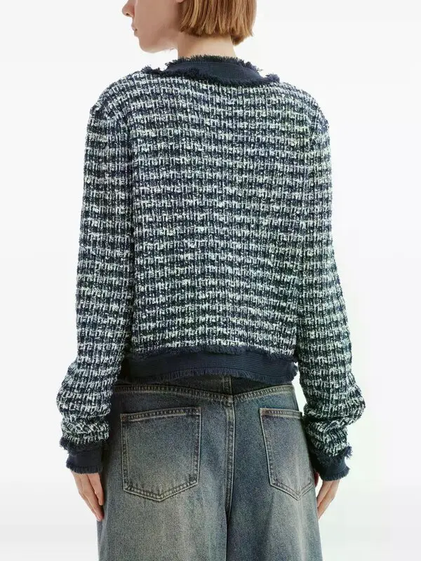 B+AB Tweed-effect Frayed Cardigan