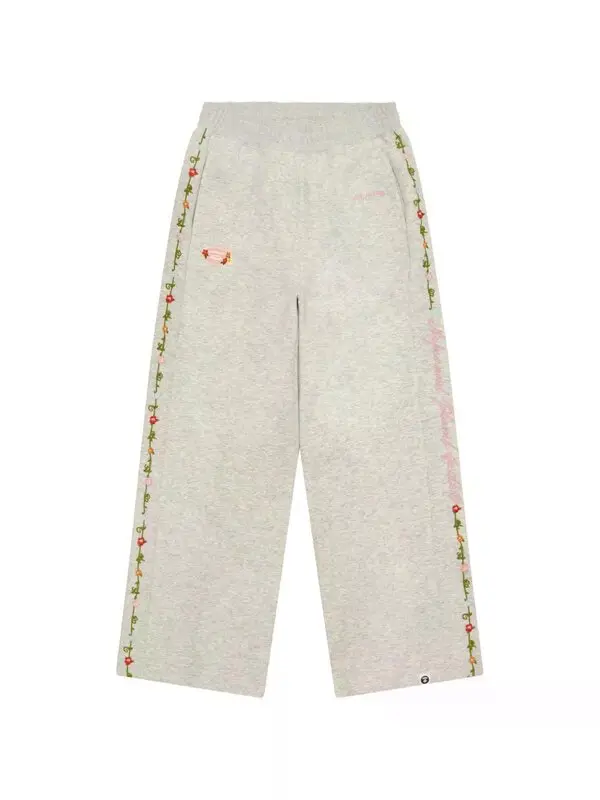 AAPE BY *A BATHING APE Moonface Floral-embroidered Track Pants - Grey