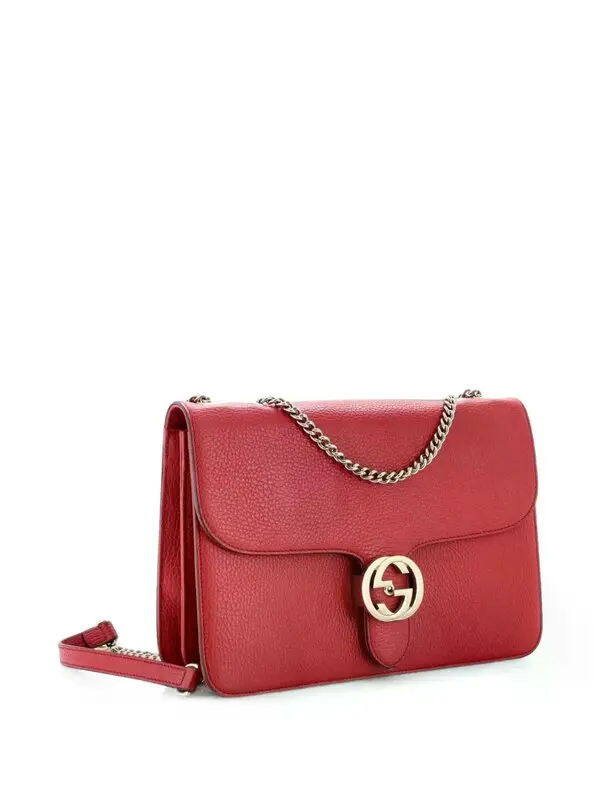 Gucci Interlocking Leather Medium Shoulder Bag - Red