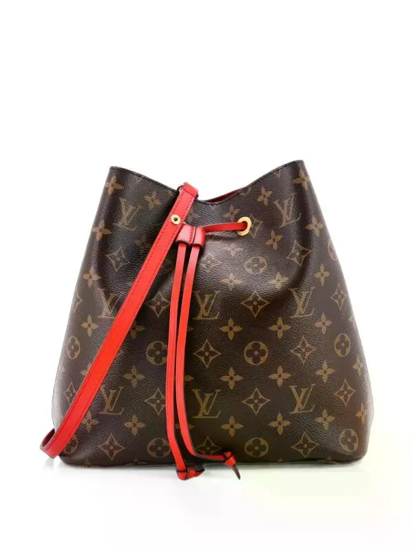 LOUIS VUITTON Neonoe Handbag Monogram Canvas With Leather Mm Bucket Bag - Red