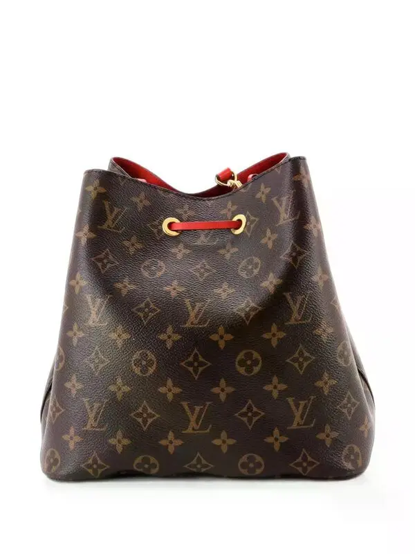 LOUIS VUITTON Neonoe Handbag Monogram Canvas With Leather Mm Bucket Bag - Red