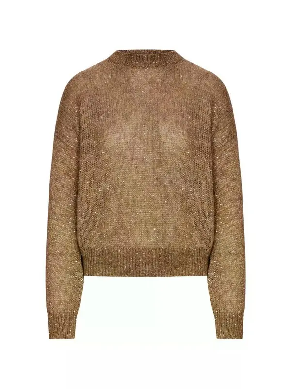 Brunello Cucinelli Sequin-embellished Knitted Sweater - Brown