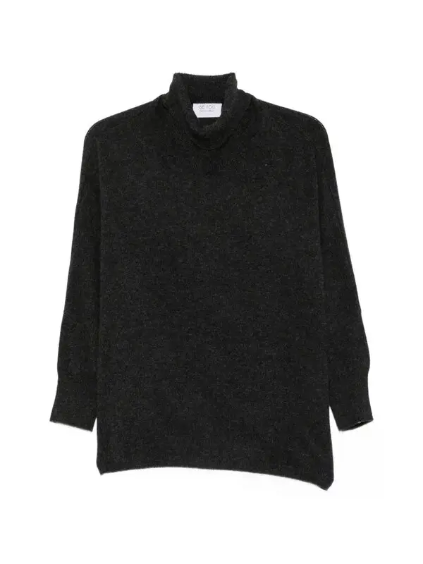 BEYOU High-neck Batwing-sleeve Sweater