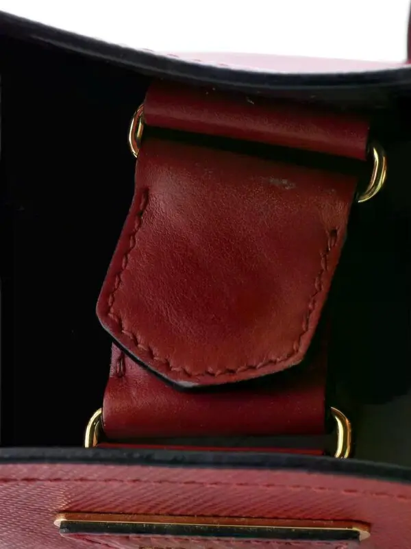 Prada Panier Saffiano Leather Small Bucket Bag - Red