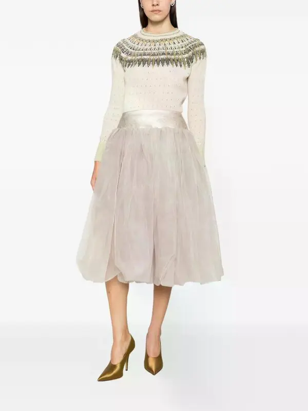 Ermanno Scervino Fair Isle Crystal-embellished Sweater