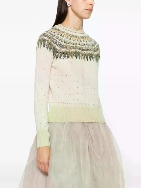 Ermanno Scervino Fair Isle Crystal-embellished Sweater