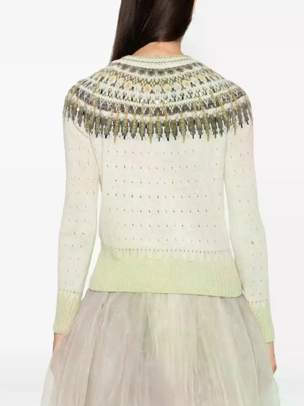 Ermanno Scervino Fair Isle Crystal-embellished Sweater