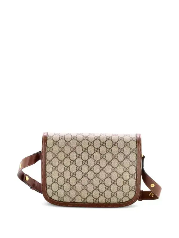 Gucci Horsebit 1955 Shoulder Bag Gg Coated Canvas With Leather Small Crossbody Bag - Brown