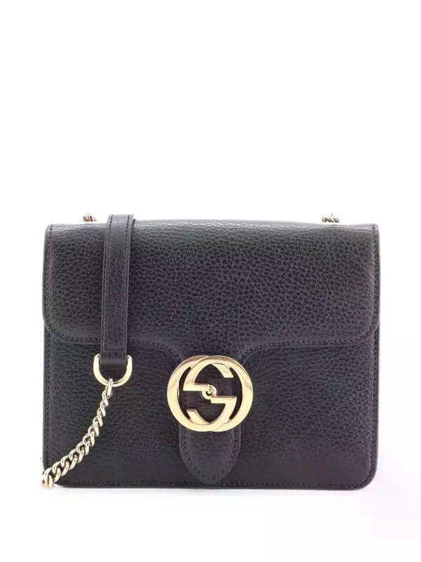 Gucci Interlocking Leather Small Shoulder Bag - Black