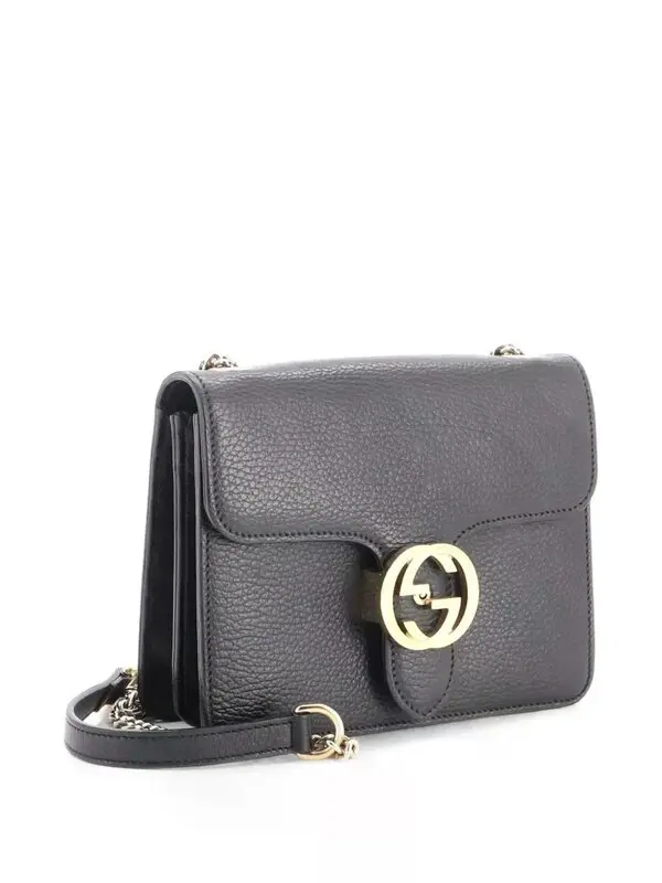 Gucci Interlocking Leather Small Shoulder Bag - Black