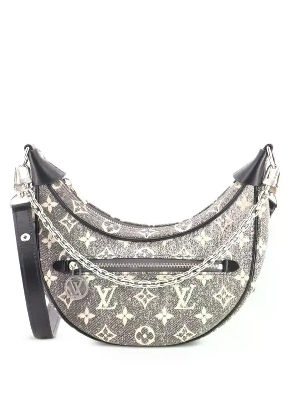 LOUIS VUITTON Loop Handbag Monogram Jacquard Denim Hobo Bag - Grey
