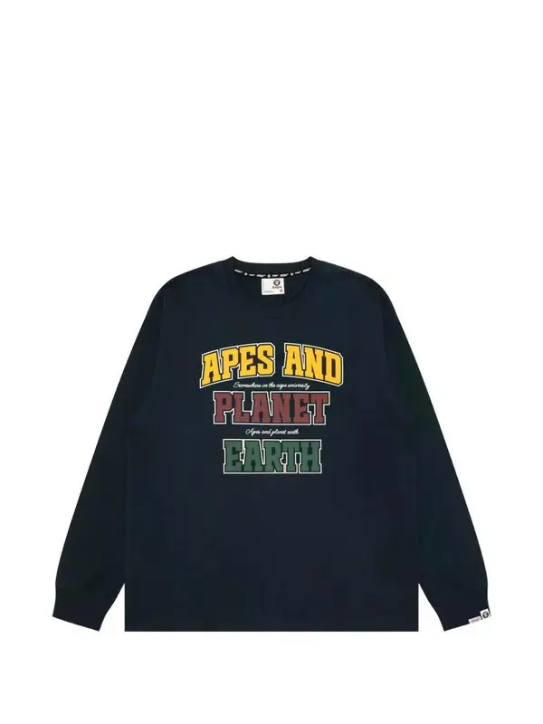 AAPE BY *A BATHING APE Graphic-print Long-sleeve T-shirt - Blue