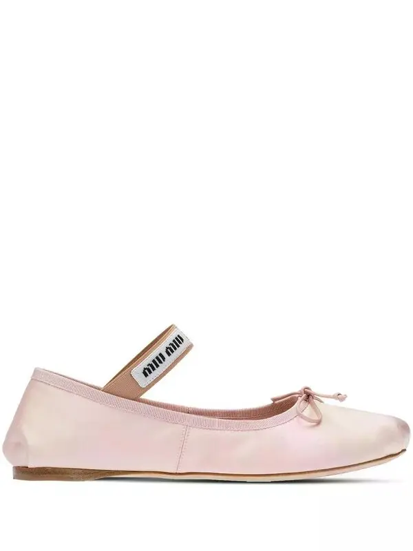 Miu Miu Logo Strap Ballet Flats - Pink