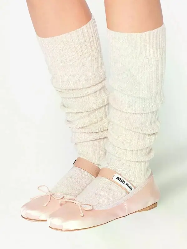 Miu Miu Logo Strap Ballet Flats - Pink
