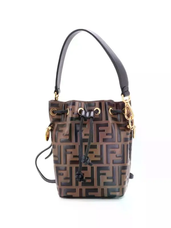 Fendi Mon Tresor Zucca Embossed Leather Mini Bucket Bag