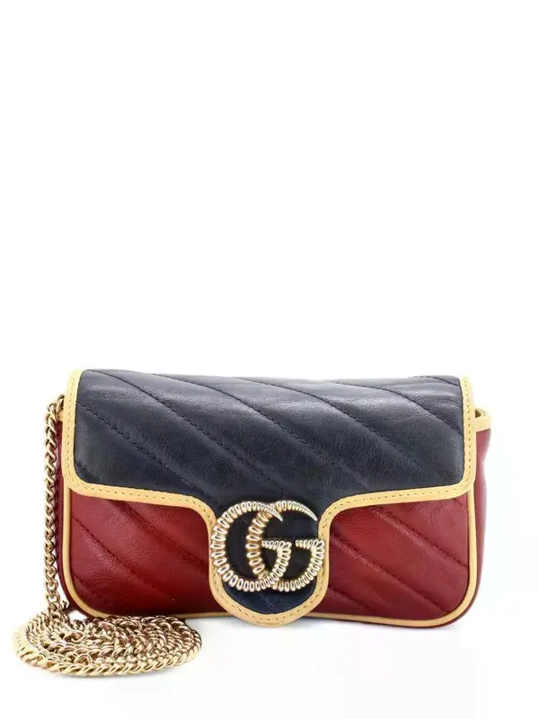 Gucci Gg Marmont Flap Bag Diagonal Quilted Leather Super Mini Crossbody Bag - Multicolour