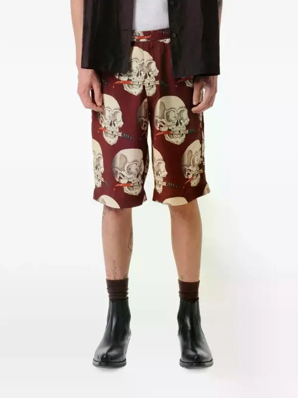 ENDLESS JOY Skull-print Elasticated Shorts