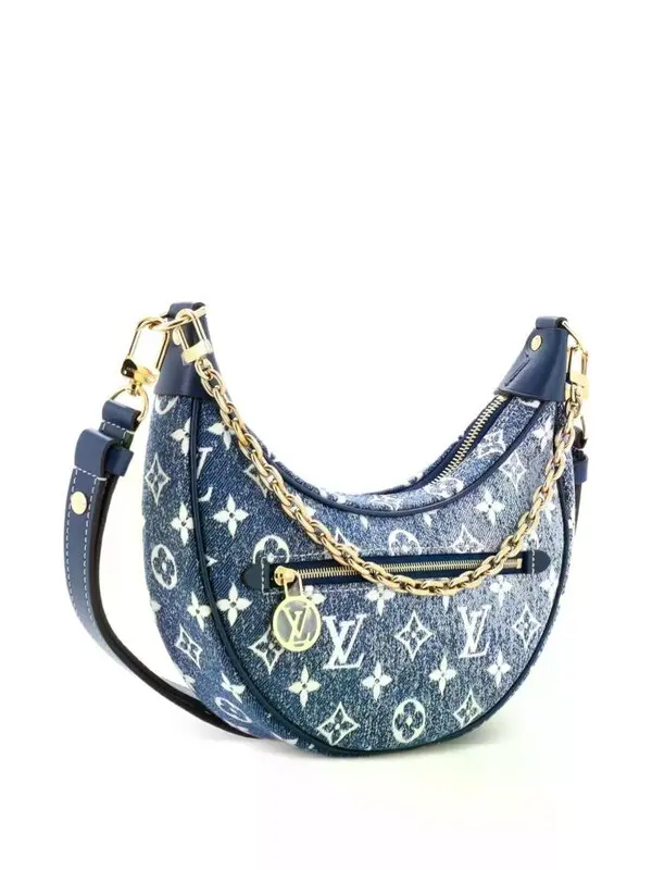 LOUIS VUITTON Loop Handbag Monogram Jacquard Denim Hobo Bag - Blue