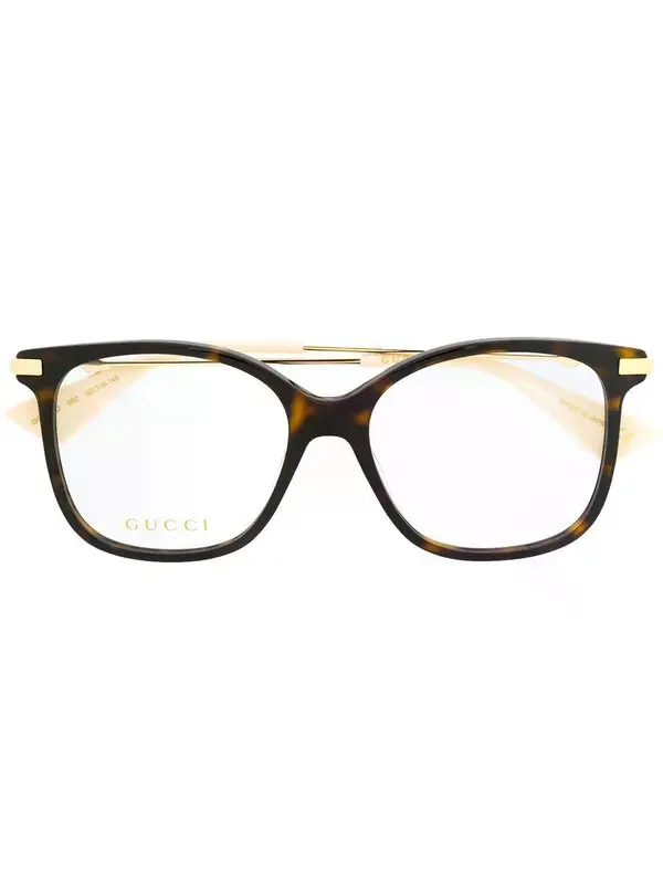 Gucci Square Frame Eyeglasses - Brown
