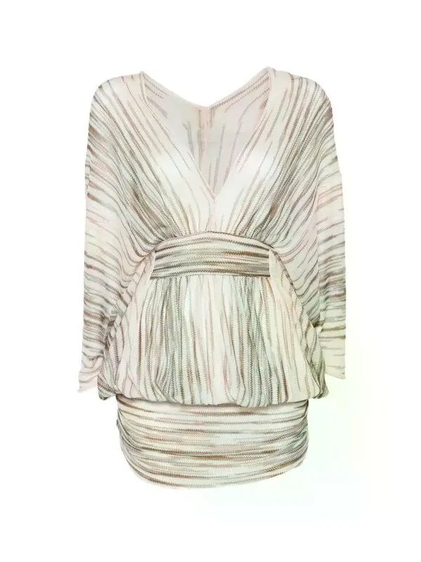 Missoni Zig Zag V-neck Mini Dress - Neutrals