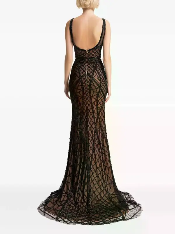 GEMY MAALOUF Beaded Mesh-overlay Dress