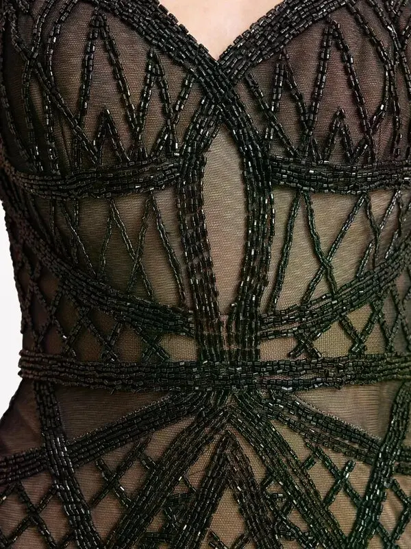 GEMY MAALOUF Beaded Mesh-overlay Dress