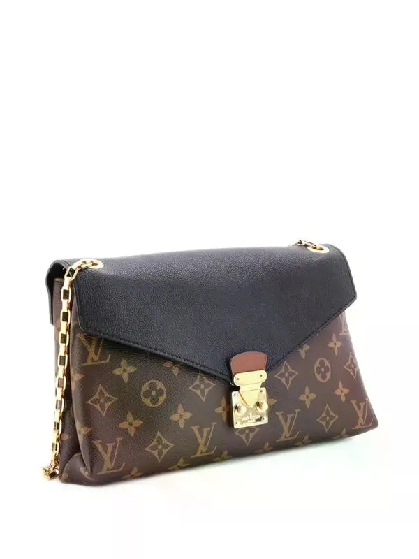 LOUIS VUITTON Pallas Chain Monogram Canvas And Calfskin Shoulder Bag - Black