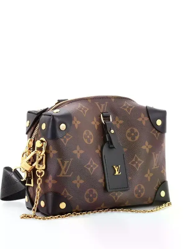 LOUIS VUITTON Petite Malle Souple Handbag Monogram Canvas With Leather Shoulder Bag