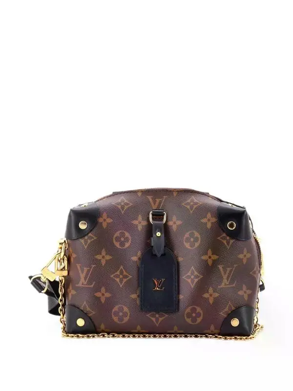 LOUIS VUITTON Petite Malle Souple Handbag Monogram Canvas With Leather Shoulder Bag
