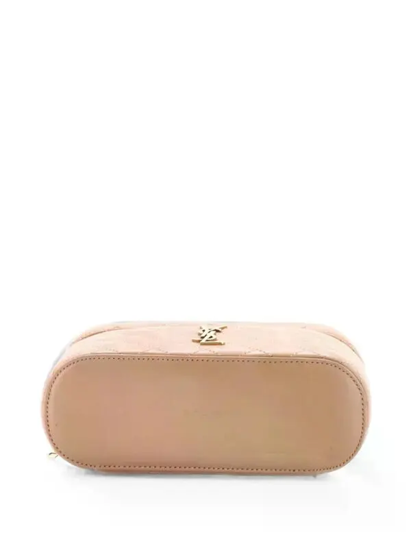 Saint Laurent Gaby Zip Around Vanity Bag Quilted Leather Mini Satchel - Neutrals