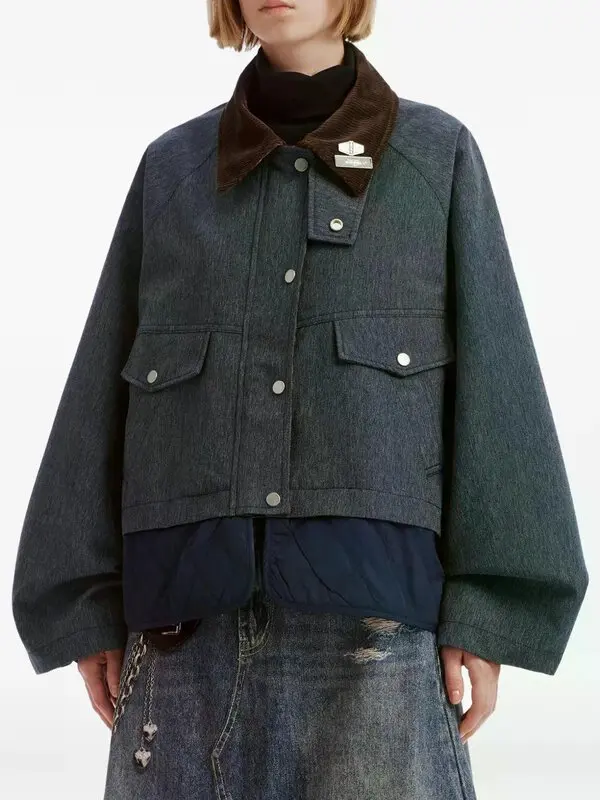 MUSIUM DIV. Quilted-panel Corduroy-collar Jacket