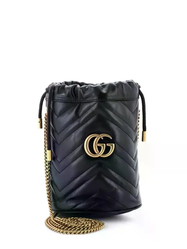 Gucci Gg Marmont Matelasse Leather Mini Bucket Bag - Black