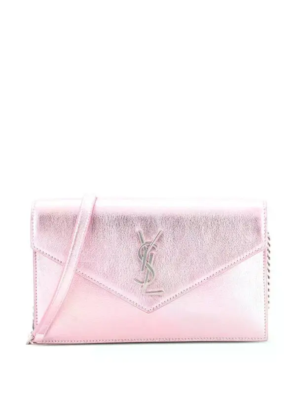 Saint Laurent Classic Monogram Wallet On Chain Leather Small Crossbody Bag - Metallic
