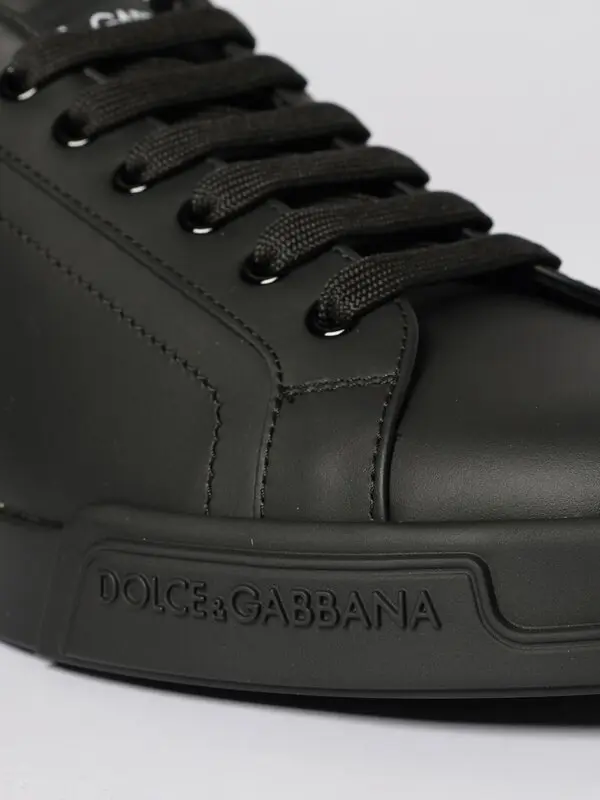 Dolce & Gabbana Low Top Smooth Calfskin Sneakers With Applied Logo