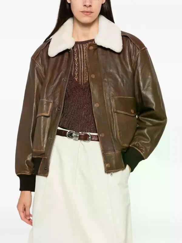 DUNST Shearling-collar Leather Jacket