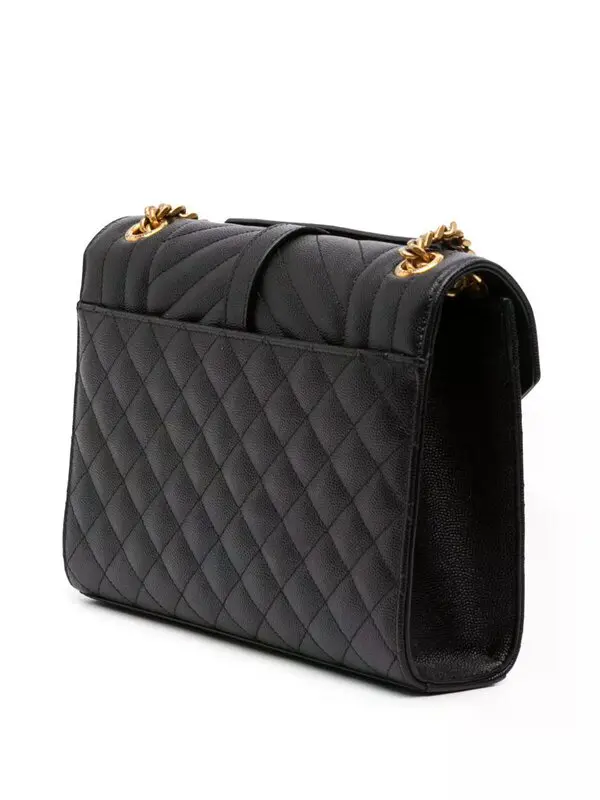 Saint Laurent 2025 Medium Grain De Poudre Triquilt Monogram Envelope Bag Shoulder Bag
