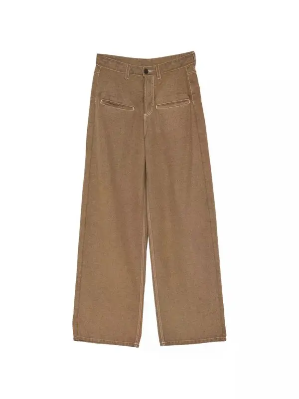 UMA WANG Contrast-stitch Wide-leg Trousers