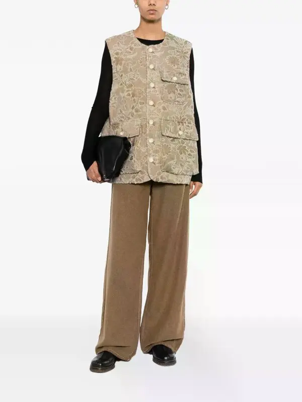 UMA WANG Contrast-stitch Wide-leg Trousers