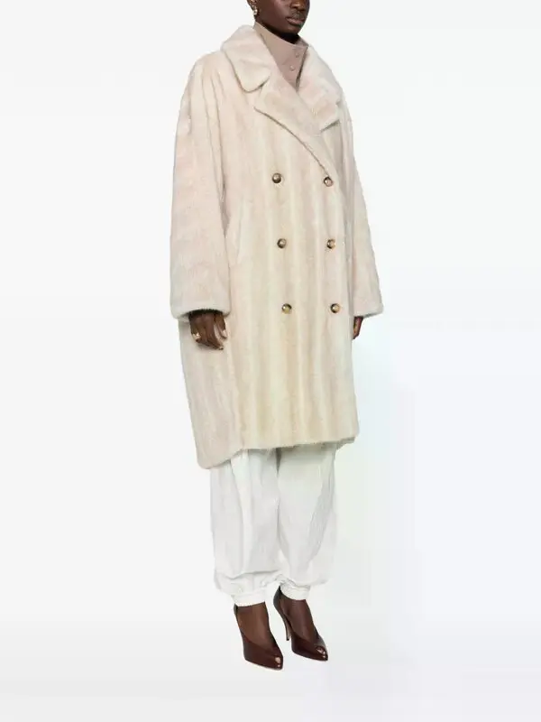 SWORD 6644 Double-breasted Faux-fur Coat